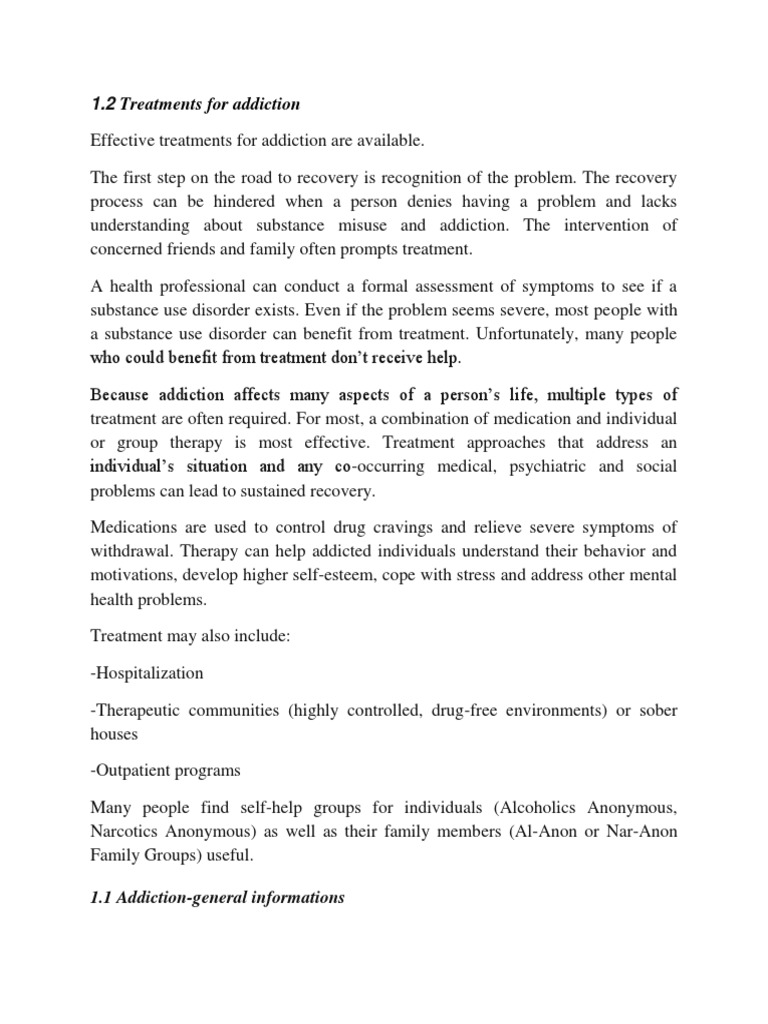 Treatments For Addiction | PDF | Substance Use Disorder | Substance Abuse