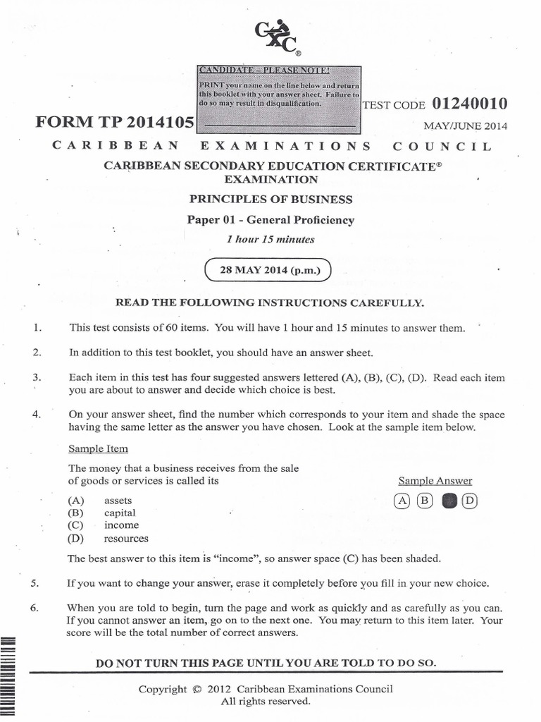 CSEC POB June 2014 P1 | PDF | Taxes | Prices