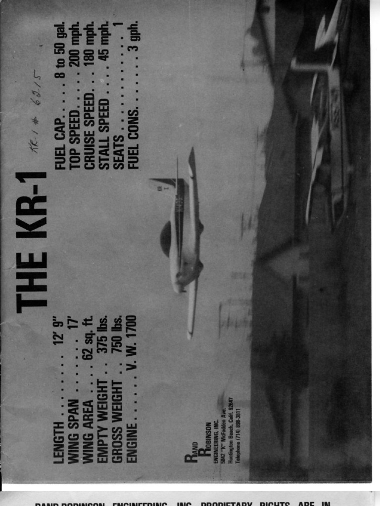 KR-1 Aircraft Construction Manual | PDF