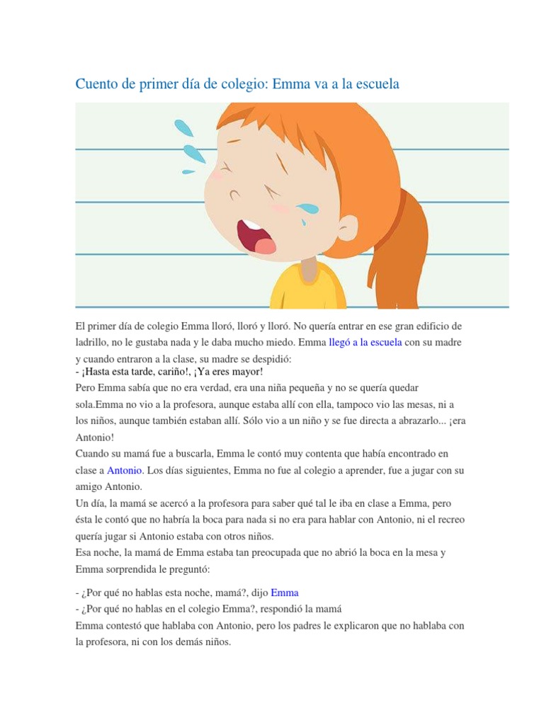 Cuento de Primer Día de Colegio | PDF | Escuelas