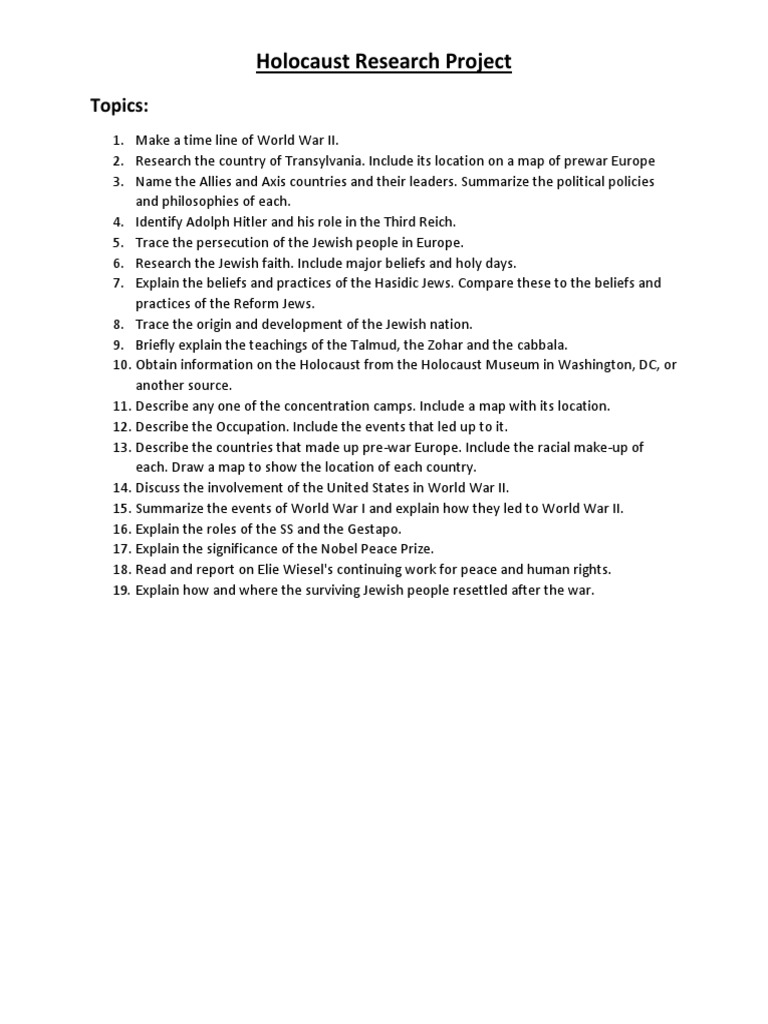 Holocaust Research Rubric | PDF