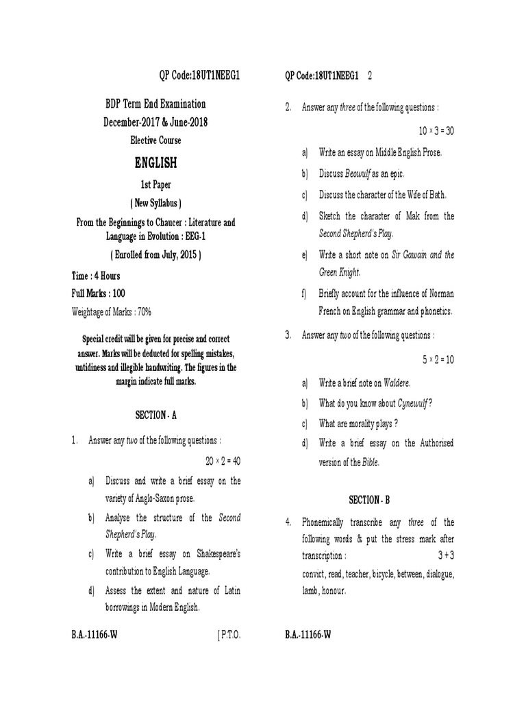 English: QP Code:18UT1NEEG1 BDP Term End Examination December-2017 ...