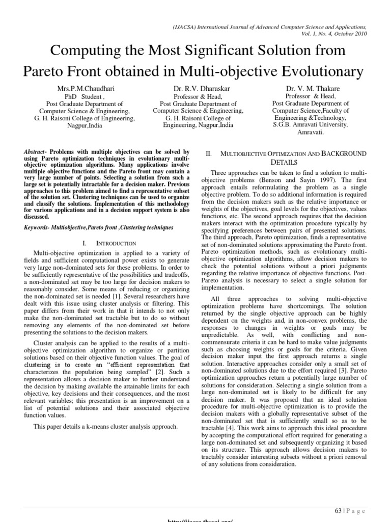 Computing The Most Significant Solution From Pareto Front Obtained in Multi-Objective ...
