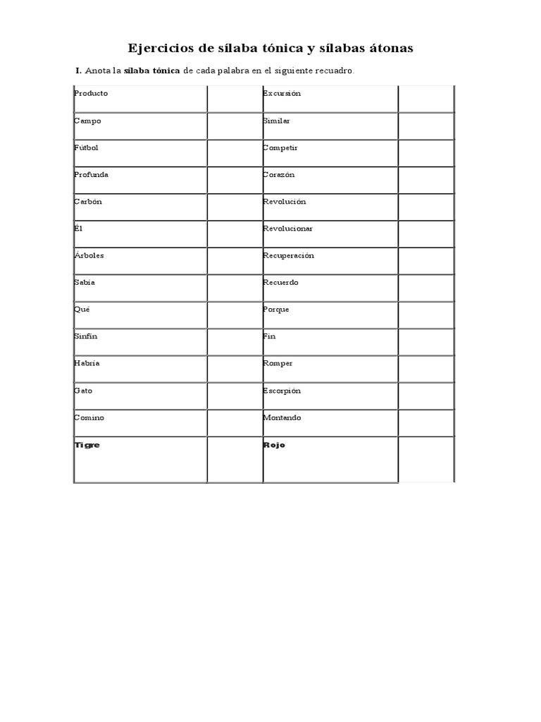 Ejercicios de Sílaba | PDF
