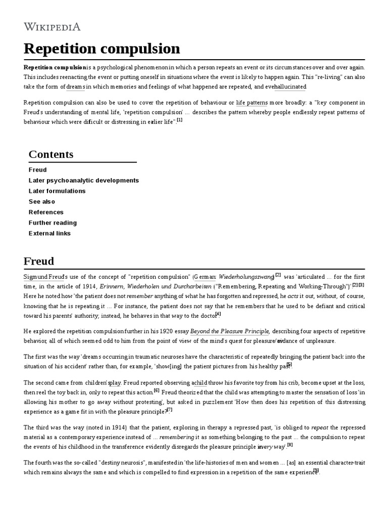 Repetition Compulsion PDF | PDF | Therapy | Psychological Theories