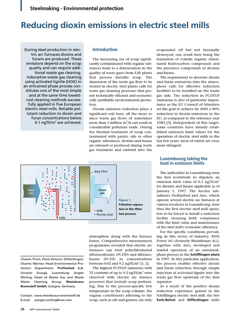 Reducing Dioxin Emissions in Electric Steel Mills PDF | PDF ...