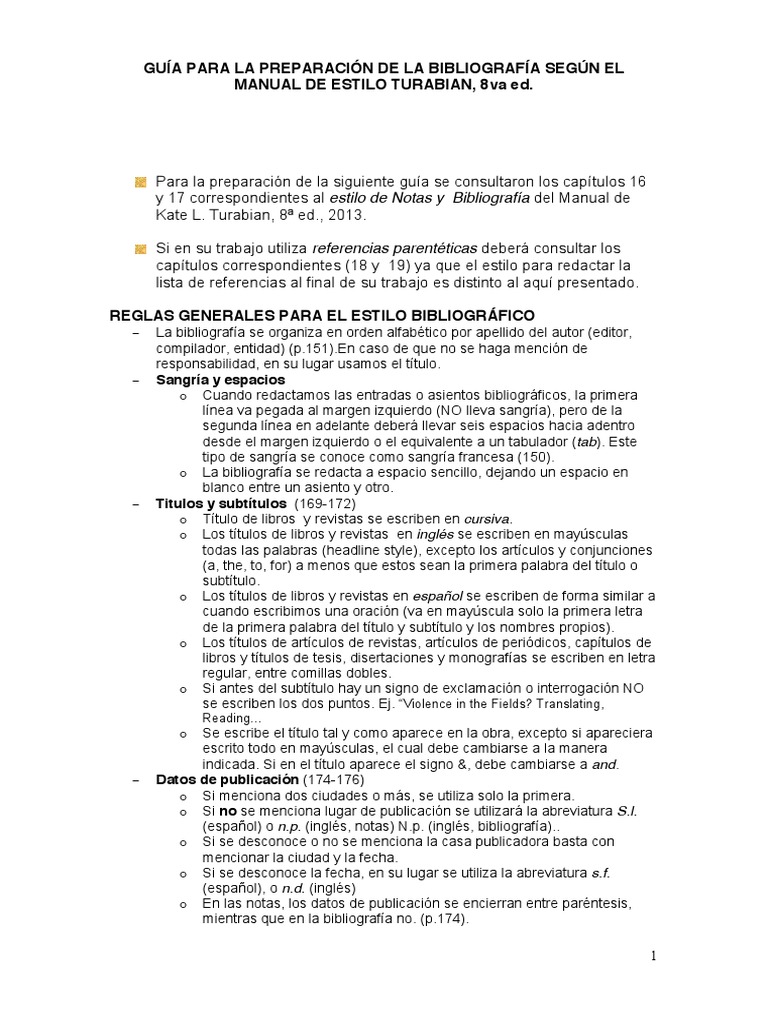 Guia de Turabian | PDF | Bibliografía | Diccionario