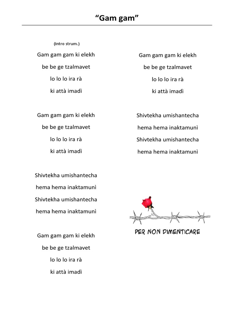 Gam-Gam Testo Stampabile | PDF