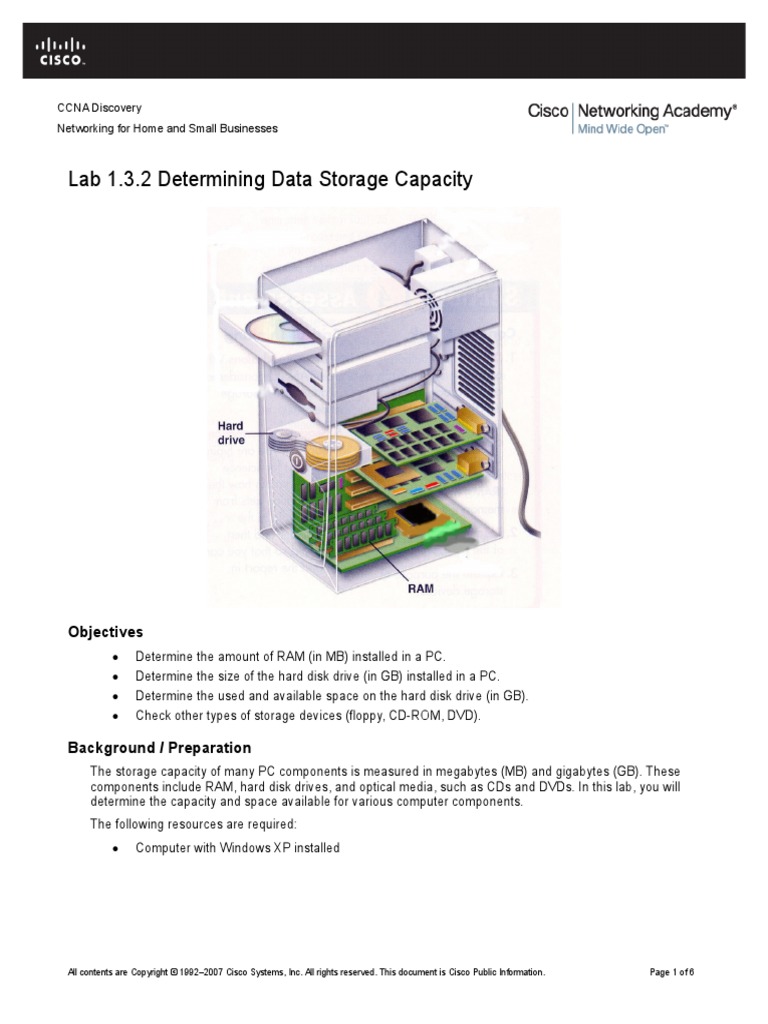 Che1 IG Lab 1.3.2.2 Data-Storage-Capacity | PDF | Central Processing Unit | Random Access Memory