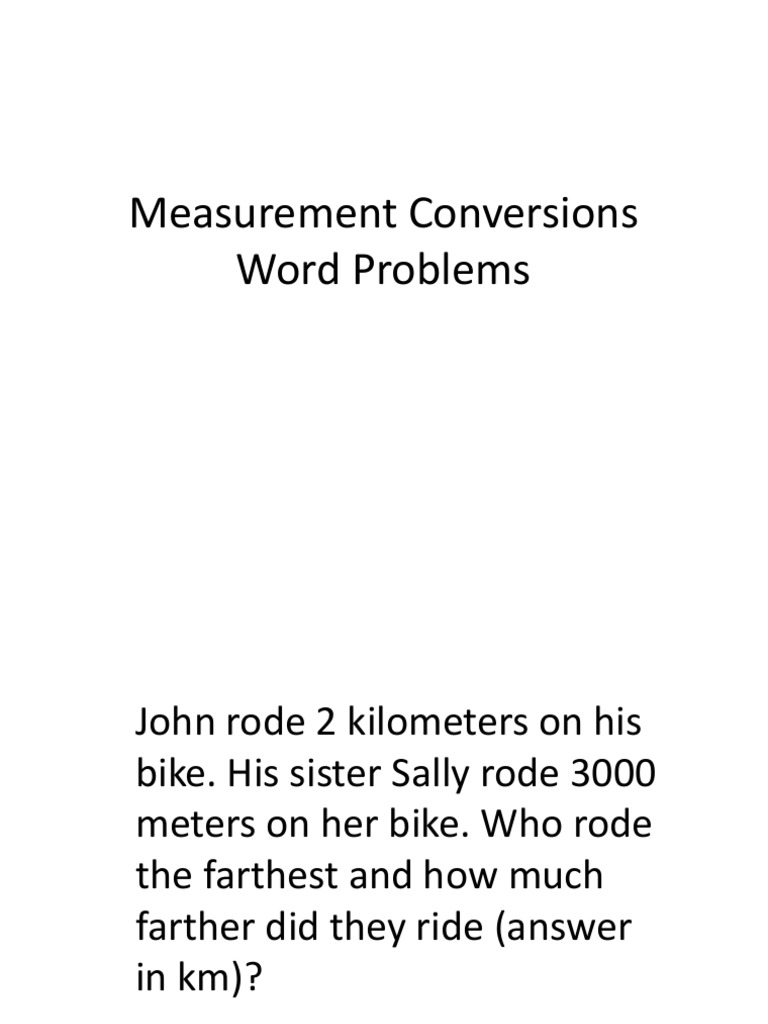 Measurement Conversions Word Problems PDF | PDF | Kilogram | Units Of ...