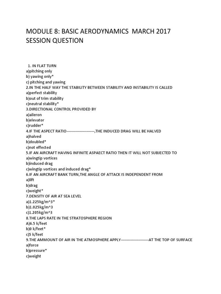 Basic Aerodynamics Module Questions | PDF | Gear | Materials Science