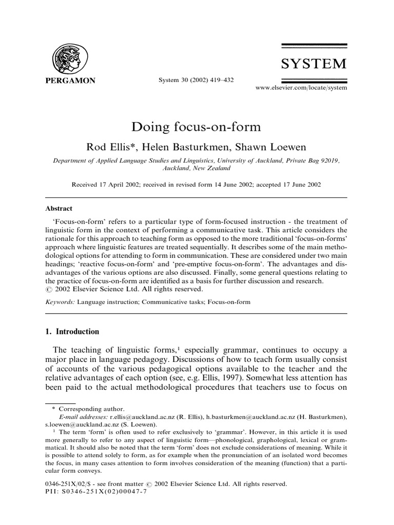 Doing - Focus On Form PDF | PDF | Second Language | Second Language ...