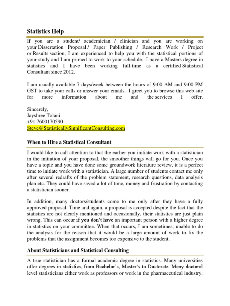 Statistics Help: When To Hire A Statistical Consultant | PDF ...
