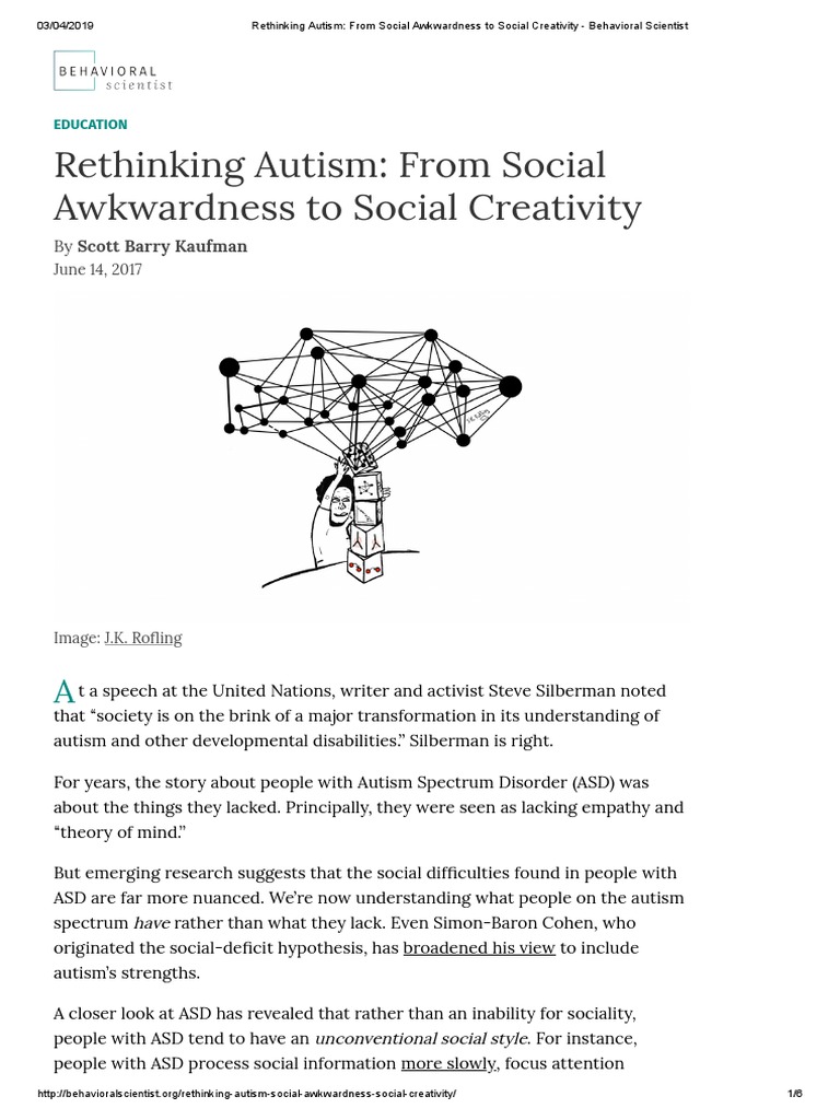 Rethinking Autism: Social Creativity Unveiled | PDF | Autism Spectrum ...