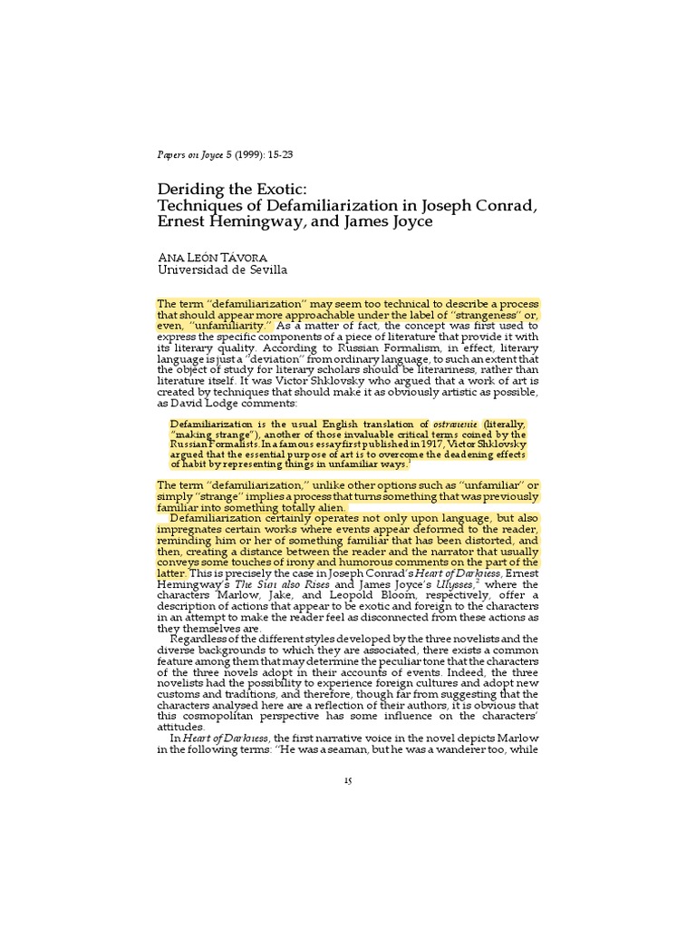 1 - Techniques of Defamiliarization in Novels | PDF | Narration | Narrative