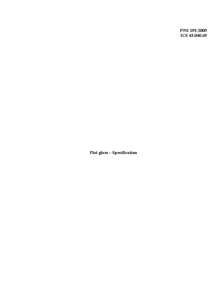 PNS 193 (2005) - Flat Glass Specification PDF | PDF | Glasses | Mirror