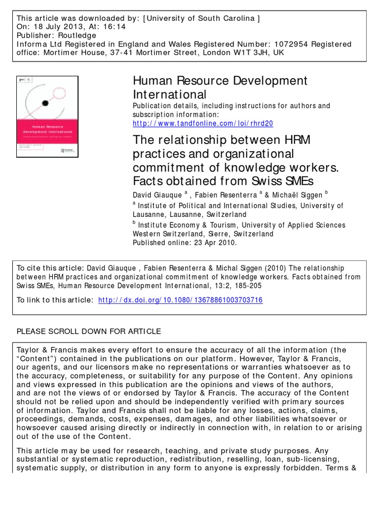 Human Resource Development International | PDF | Human Resource ...