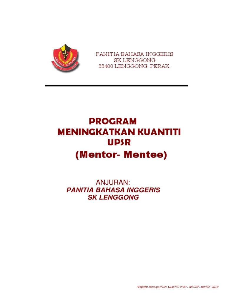 Kertas Kerja Program Mentor-Mentee 2019 | PDF