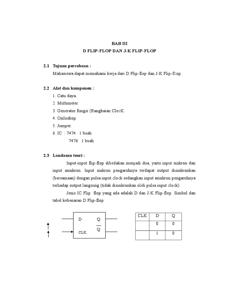 BAB III D Flip-Flop Dan J-K Flip-Flop | PDF