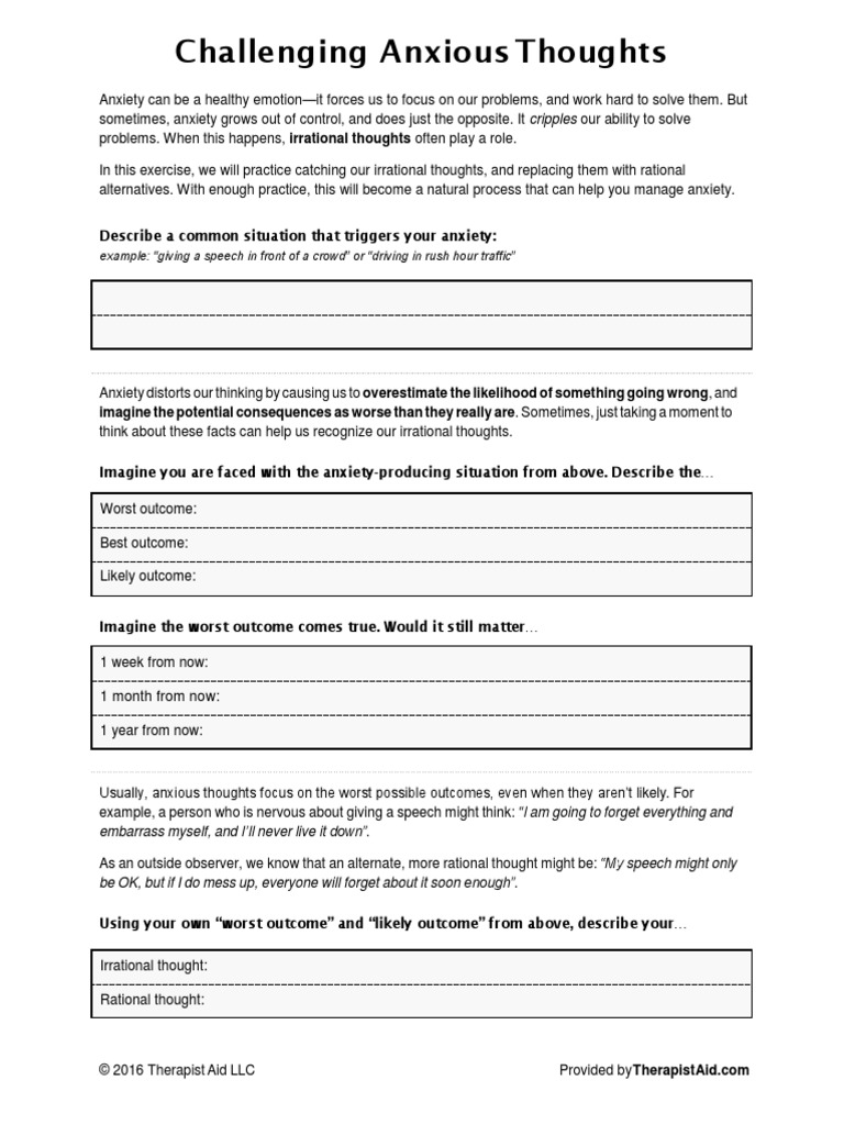 Challenging Anxious Thoughts | PDF | Self-Improvement