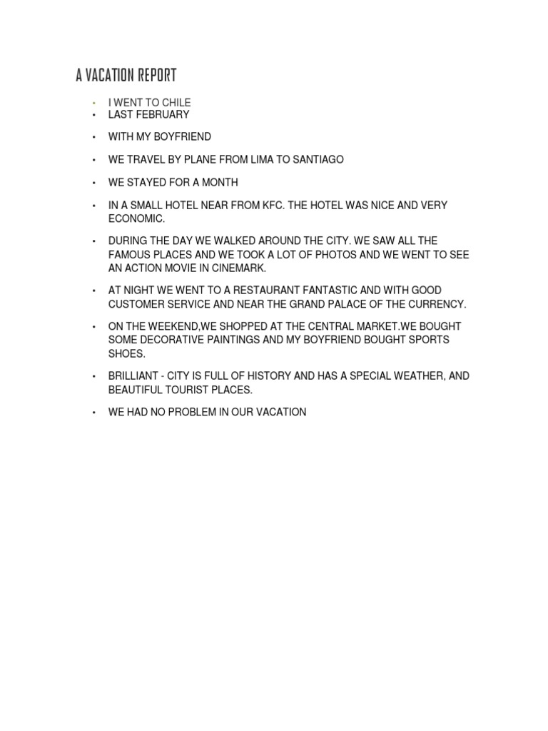 A Vacation Report | PDF