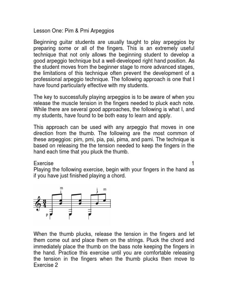 Lesson One: Pim & Pmi Arpeggios | PDF | String Instruments | Bass Guitar