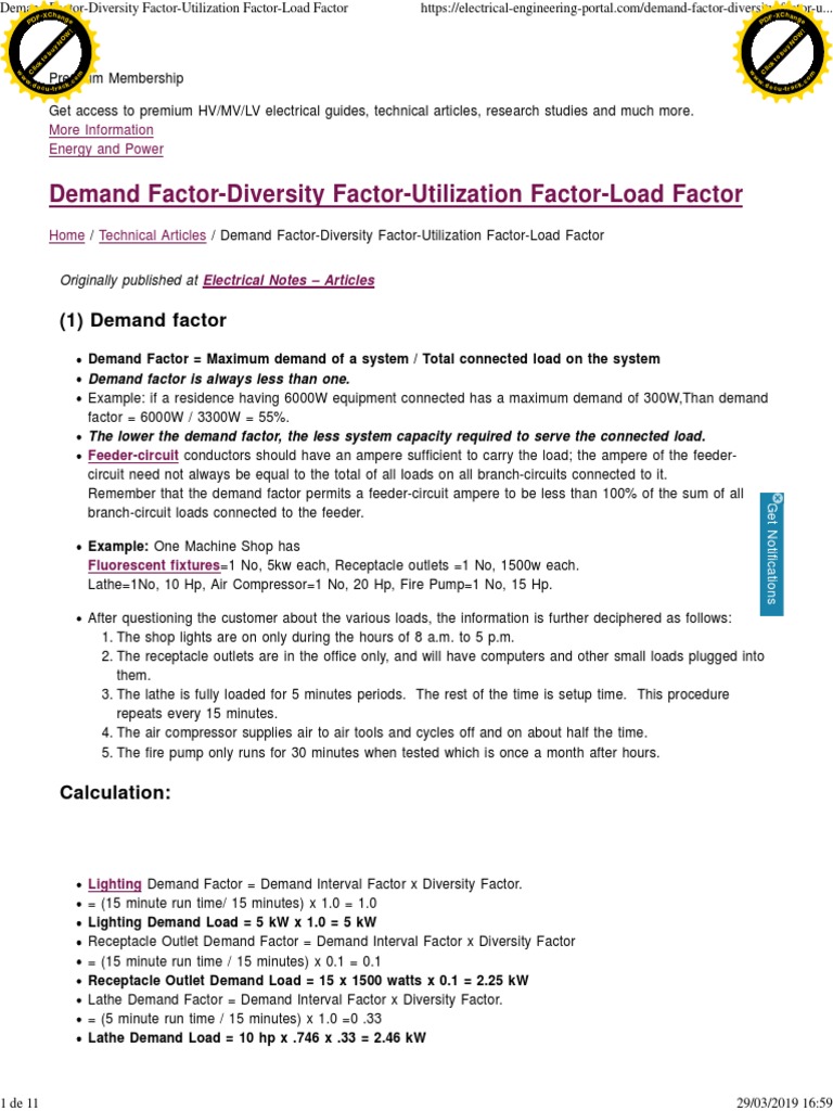 Demand Factor-Diversity Factor-Utilization Factor-Load Factor | PDF | Electric Power ...