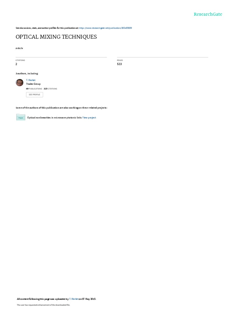 Optical Mixing Techniques | PDF | Modulation | Microwave