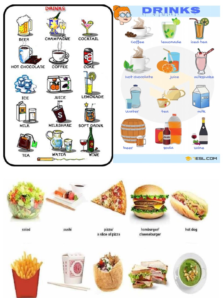 Bebidas y Comidas en Ingles y Español | PDF