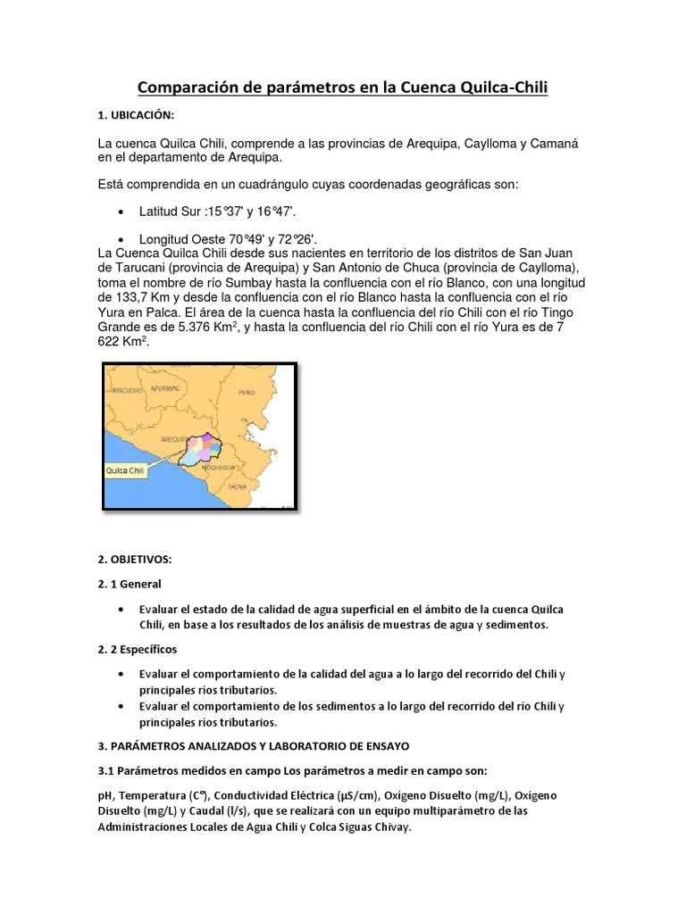 Calidad de Agua en Cuenca Quilca-Chili | PDF | Río | Laboratorios