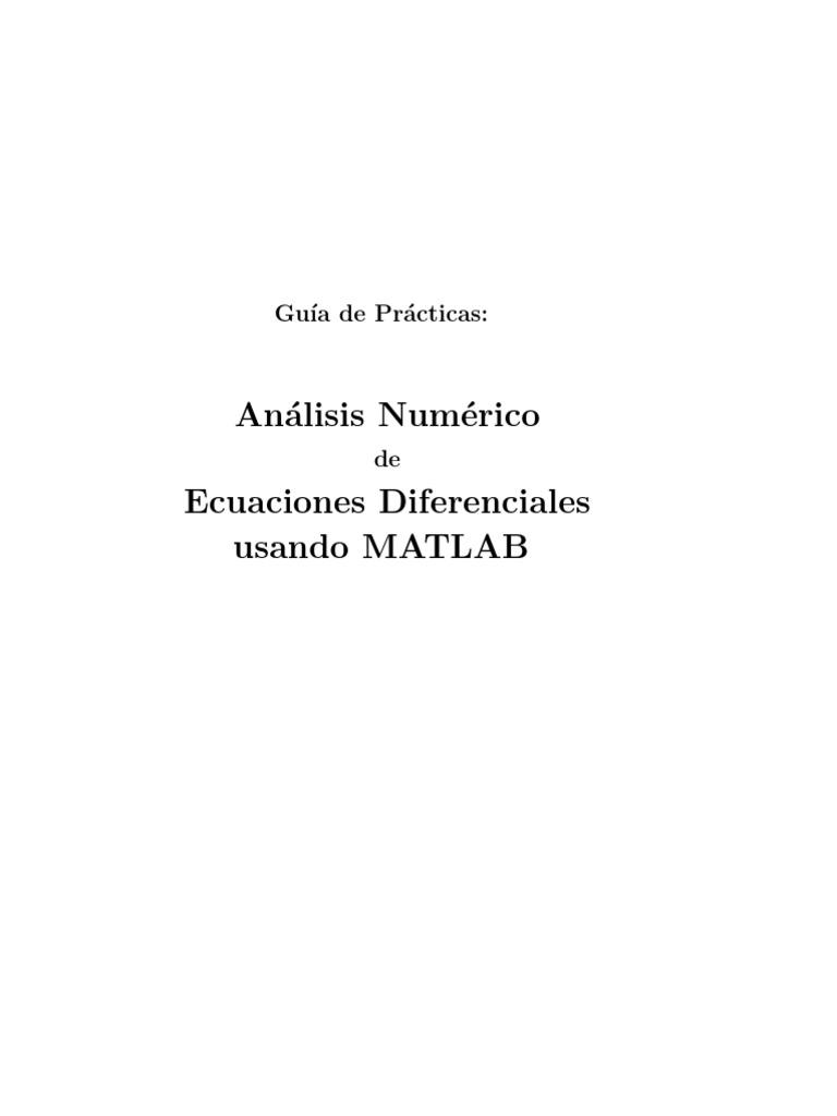 Analisis Numerico de Ecuaciones Diferenciales Usando MATLAB PDF | PDF | Matriz (Matemáticas ...