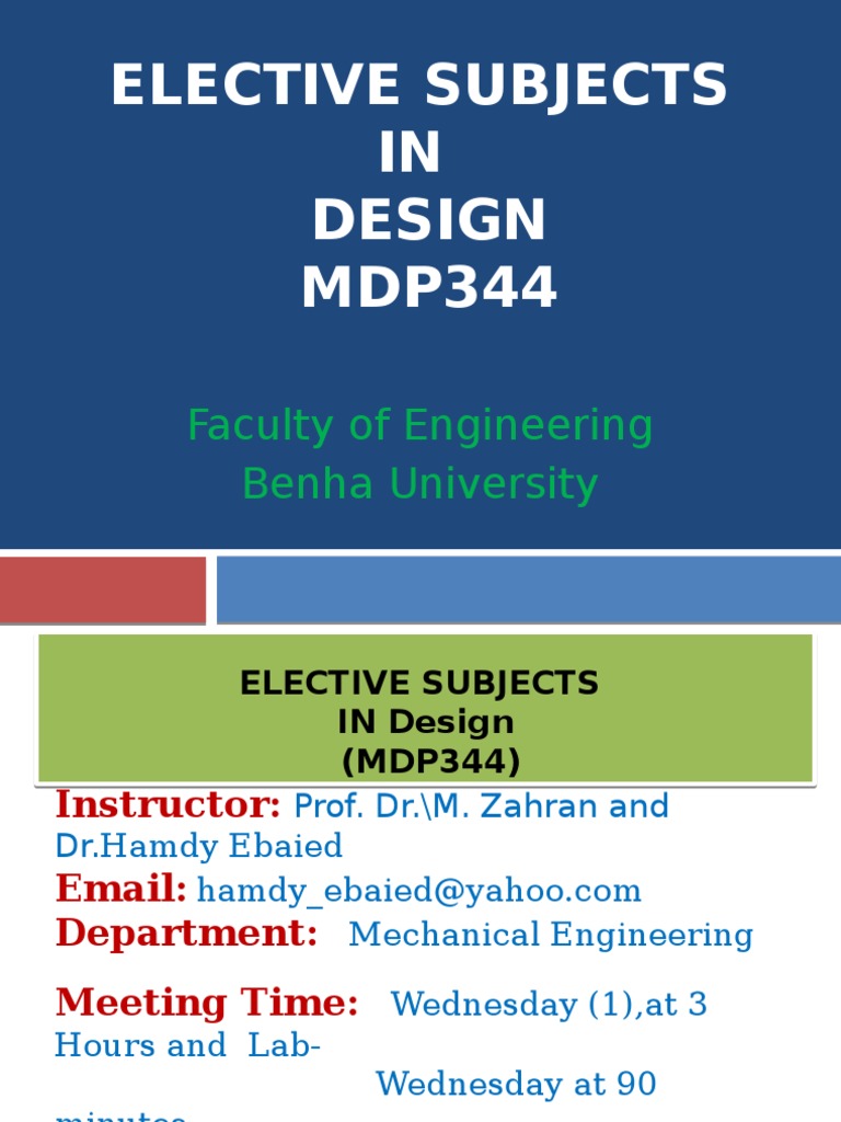 Introduction To Elective Design | PDF | Gear | Bearing (Mechanical)