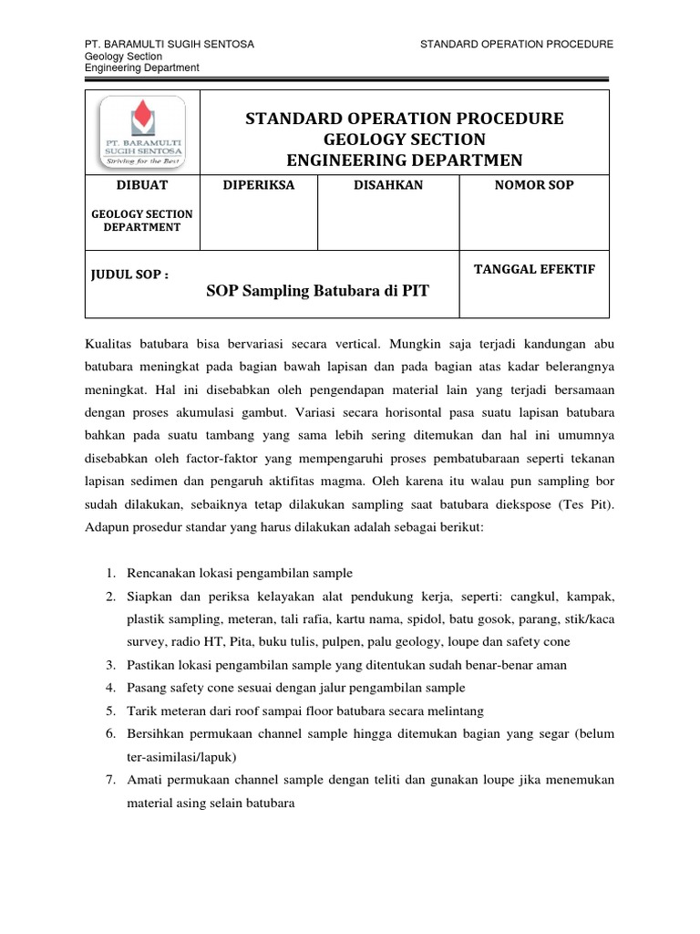 Sampling Batubara Di PIT | PDF