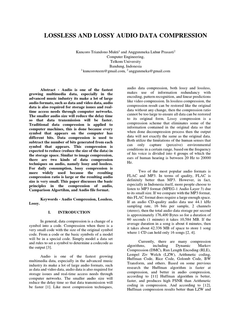 Lossless vs Lossy Audio Compression | PDF | Data Compression | Codec