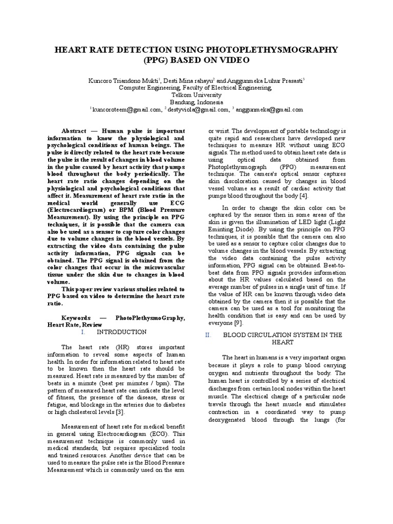 Heart Rate Detection via PPG Techniques | PDF | Heart Rate | Heart