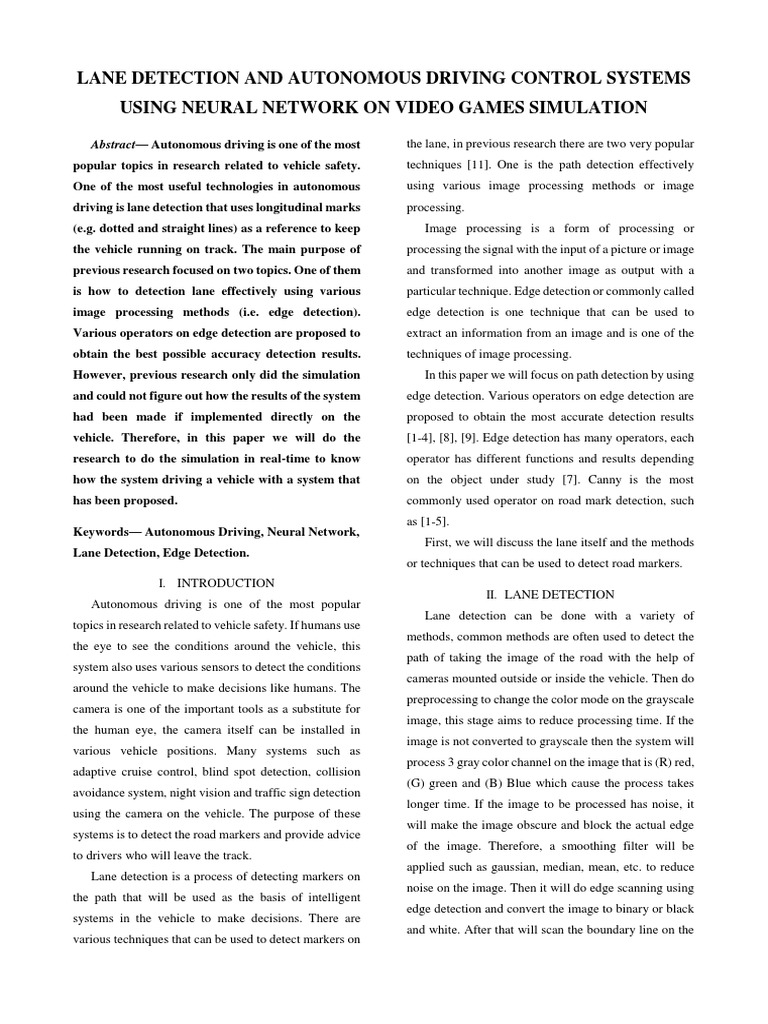 Lane Detection and Autonomous Driving Control Systems Using Neural ...