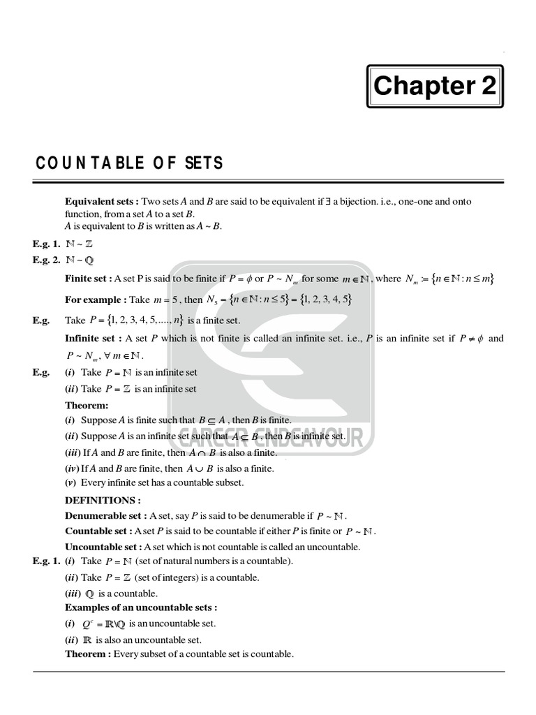 Countable of Sets: A Is Equivalent To B Is Written As A B | PDF ...