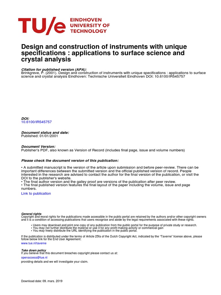 Thesis - Design and Construction of Instruments With Unique PDF | PDF ...