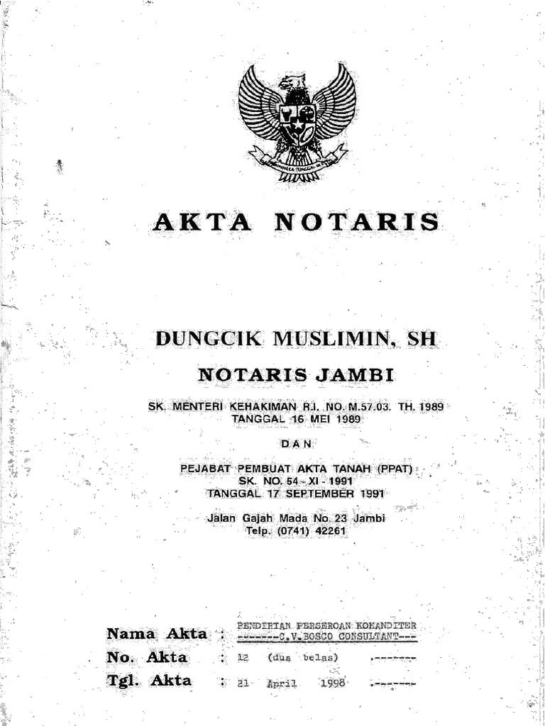 Contoh Cover Akta Lama | PDF