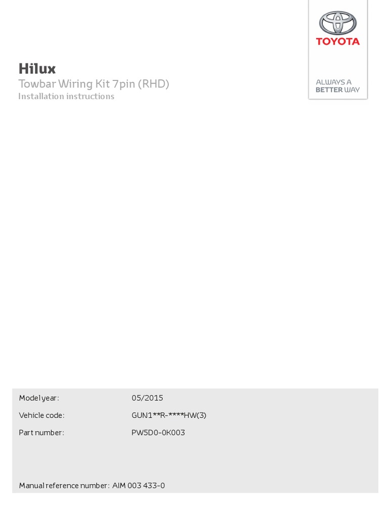 Hilux - THWH-7p - PW5D0-0K003 - AIM 003 433-0 PDF | PDF | Motor Vehicle ...