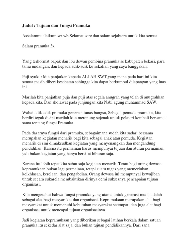 Pidato Hari Pramuka SD | PDF