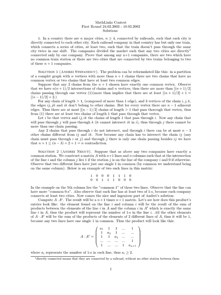 1st Round Sol | PDF | Vertex (Graph Theory) | Discrete Mathematics
