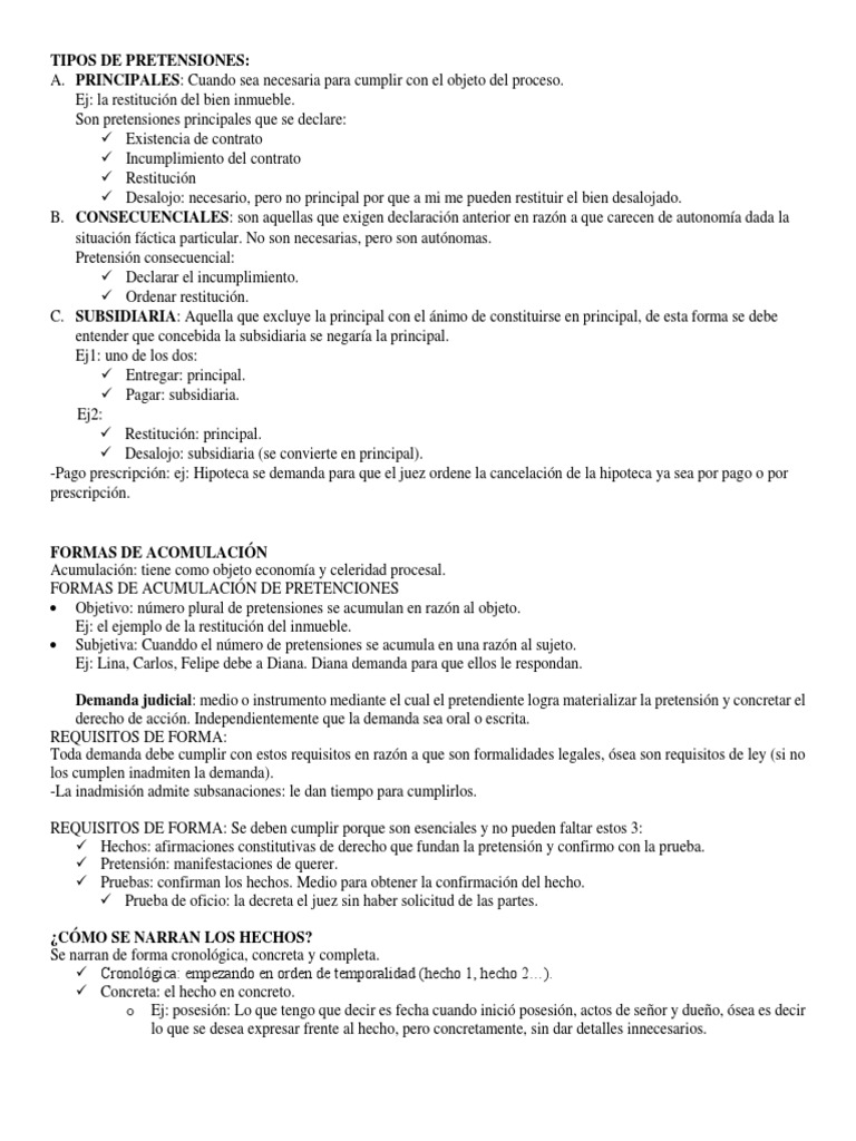 Tipos de Pretensiones | PDF | Ley procesal | Demanda judicial
