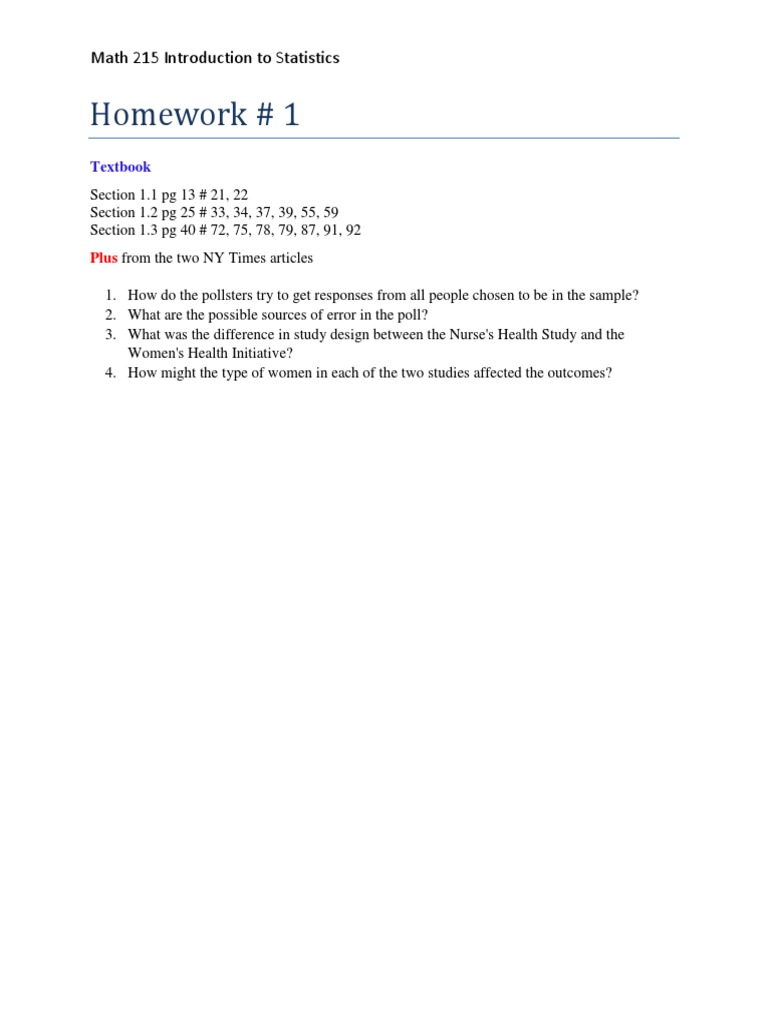 Stats215 HW01 PDF | PDF