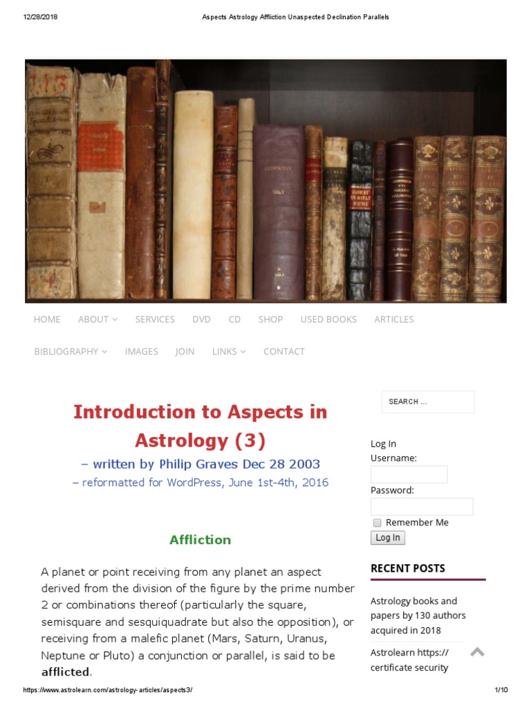 Aspects Astrology Affliction Unaspected Declination Parallels | PDF | Astronomy | Outer Space