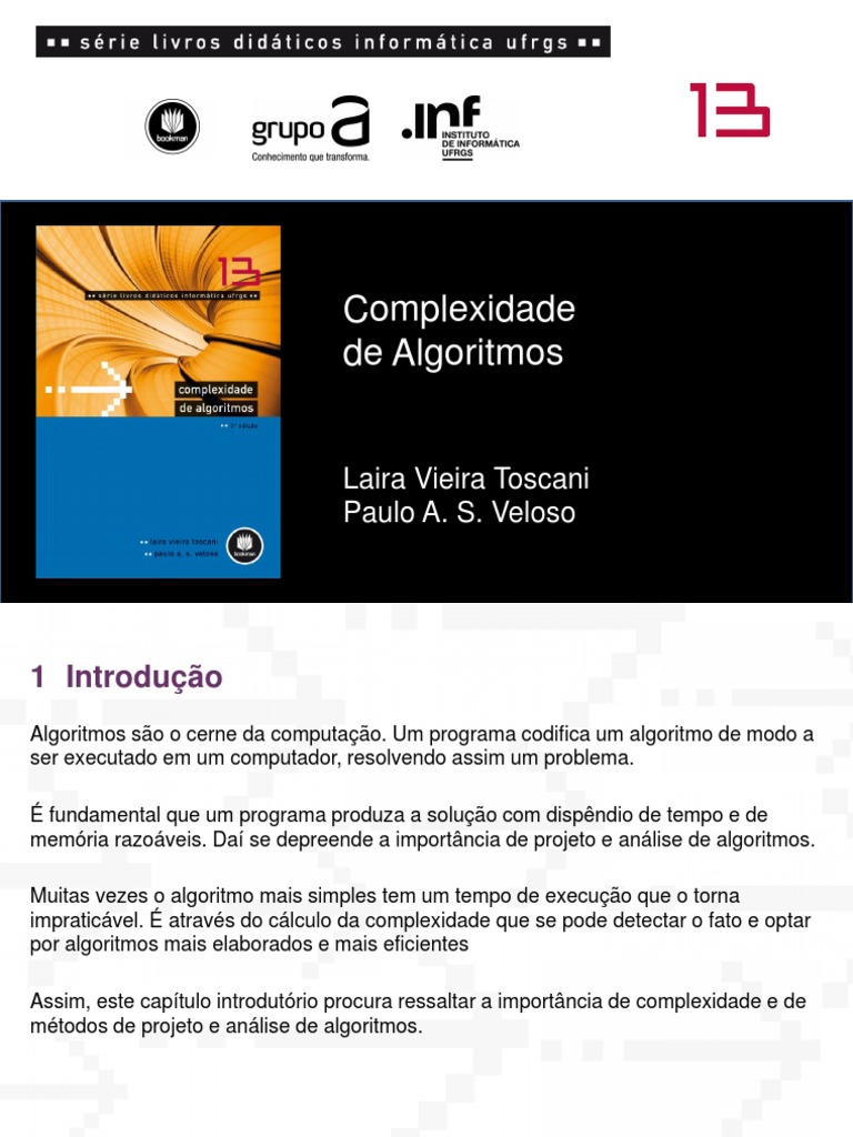 Cap 01 - Complexidade de Algoritmos | PDF | Teoria da Complexidade Computacional | Algoritmos