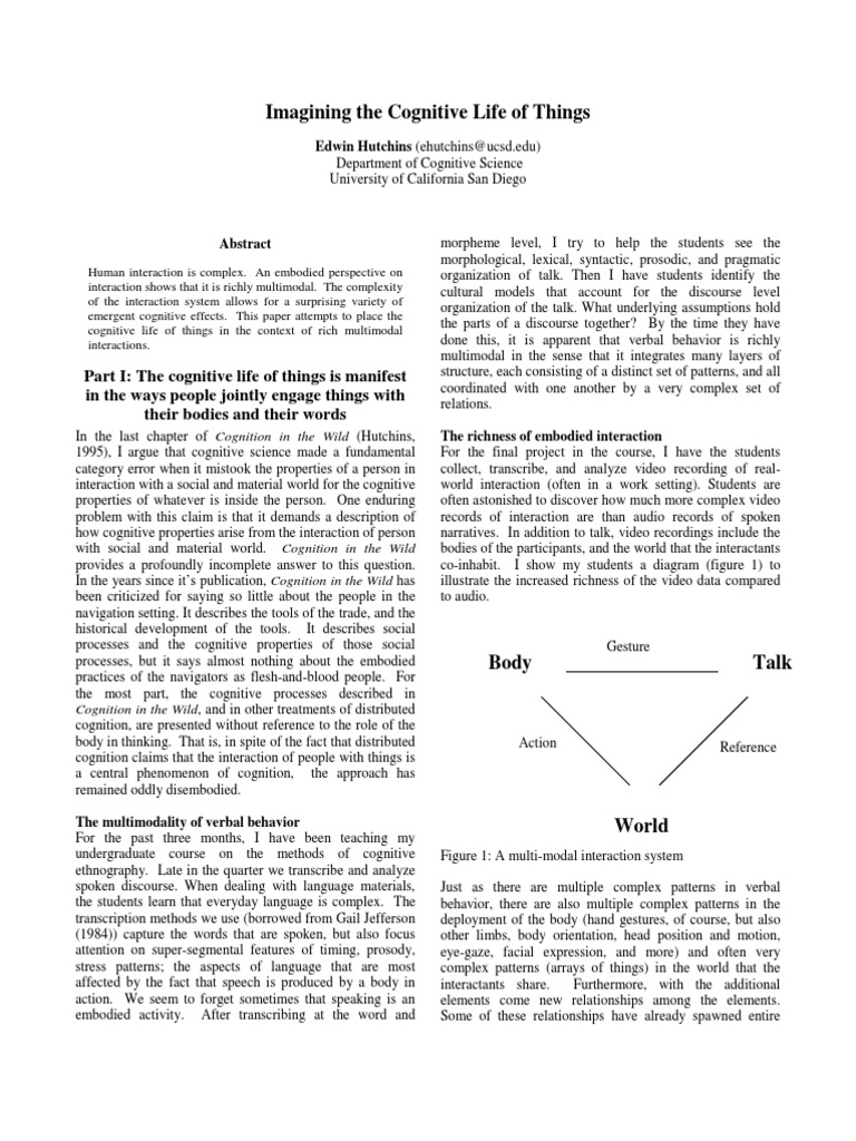 Imagining Cog Life Things | PDF | Thought | Gesture