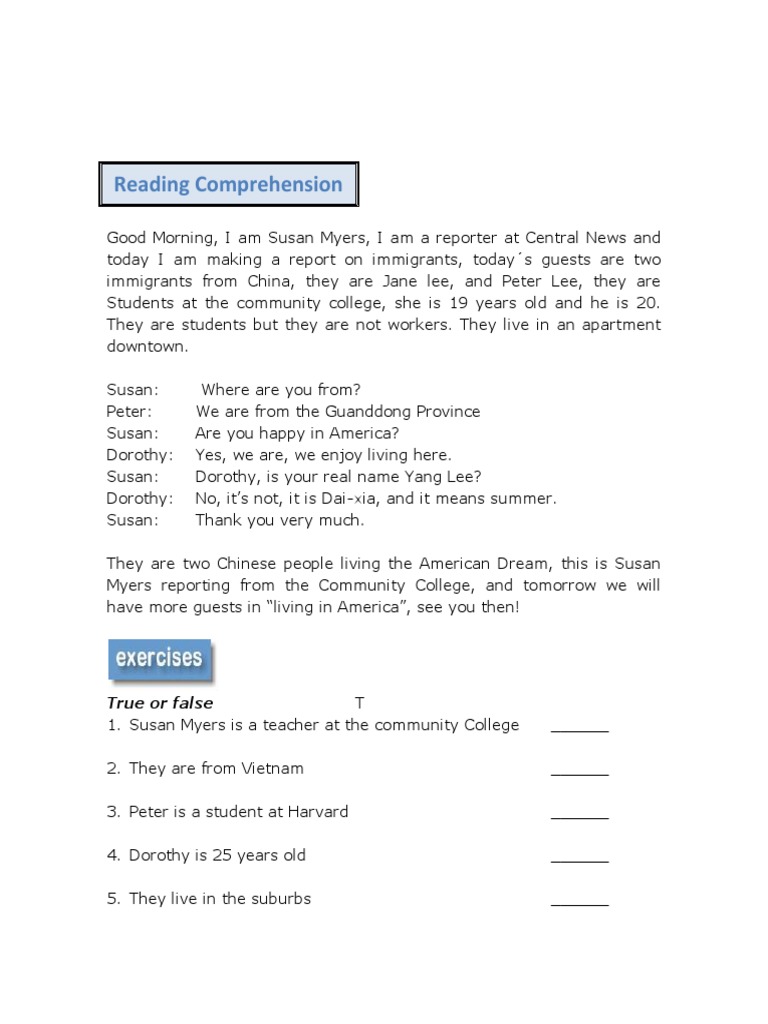 Reading Comprehension Verb To Be Fun Activities Games - 39576 | PDF