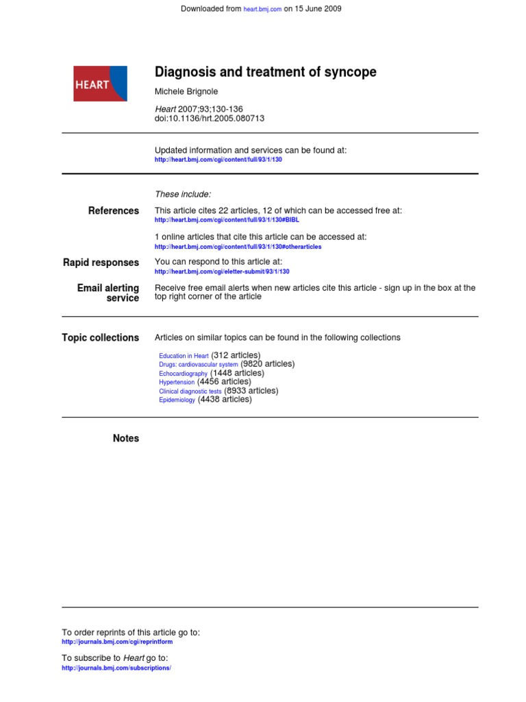 A Guide to the Diagnosis and Treatment of Syncope Through Detailed ...