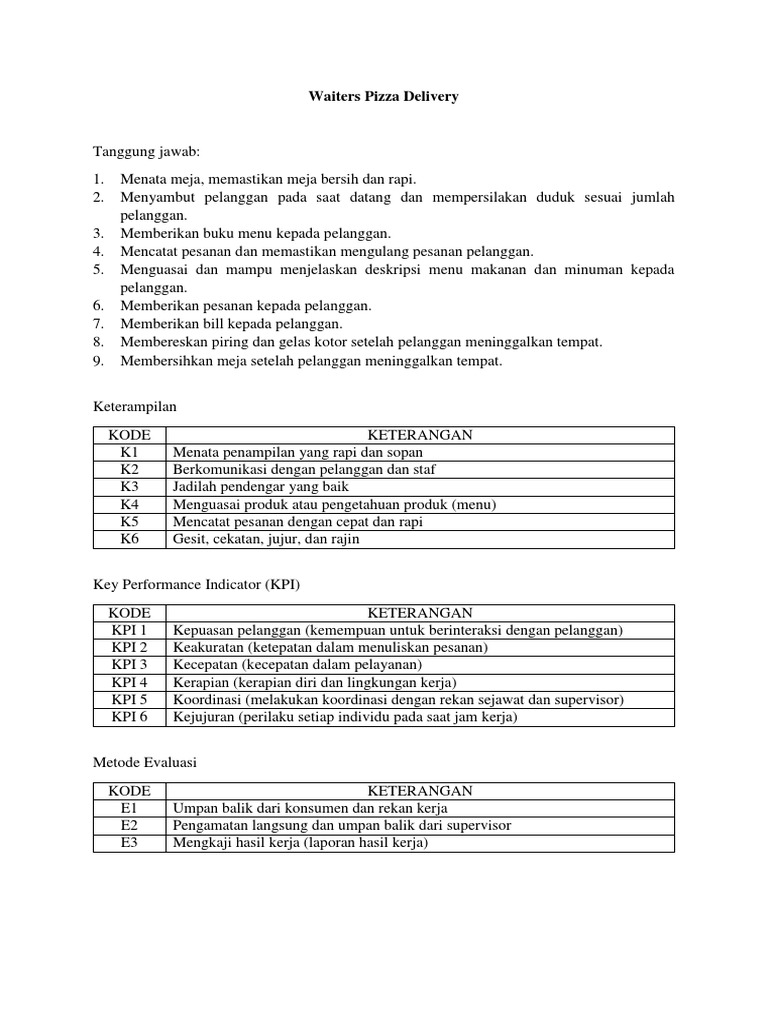 Jobdesk Waiters | PDF